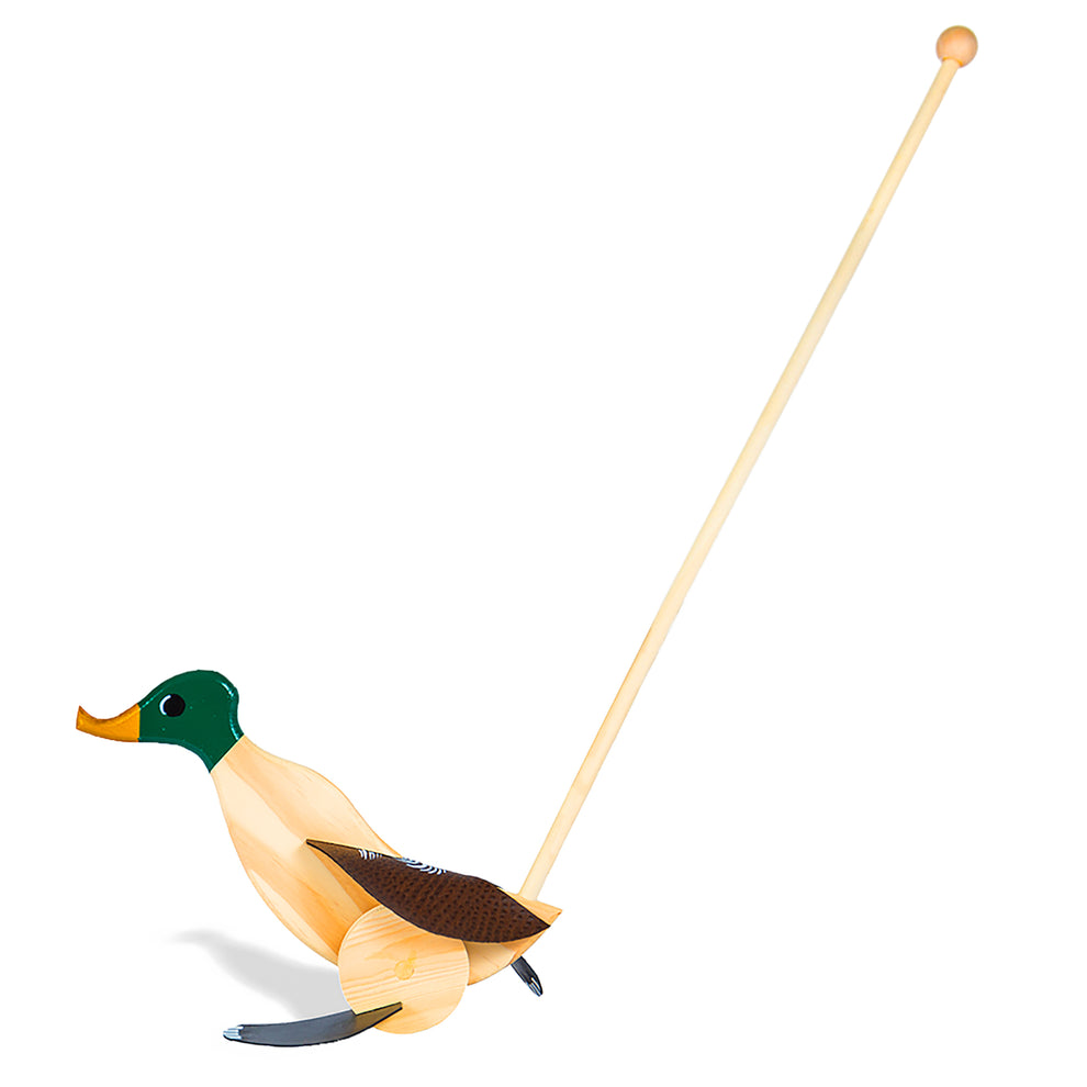 Duck Runner Wooden Push Toy Duck (Dark Green)–18 Months to 3 Years Old ...